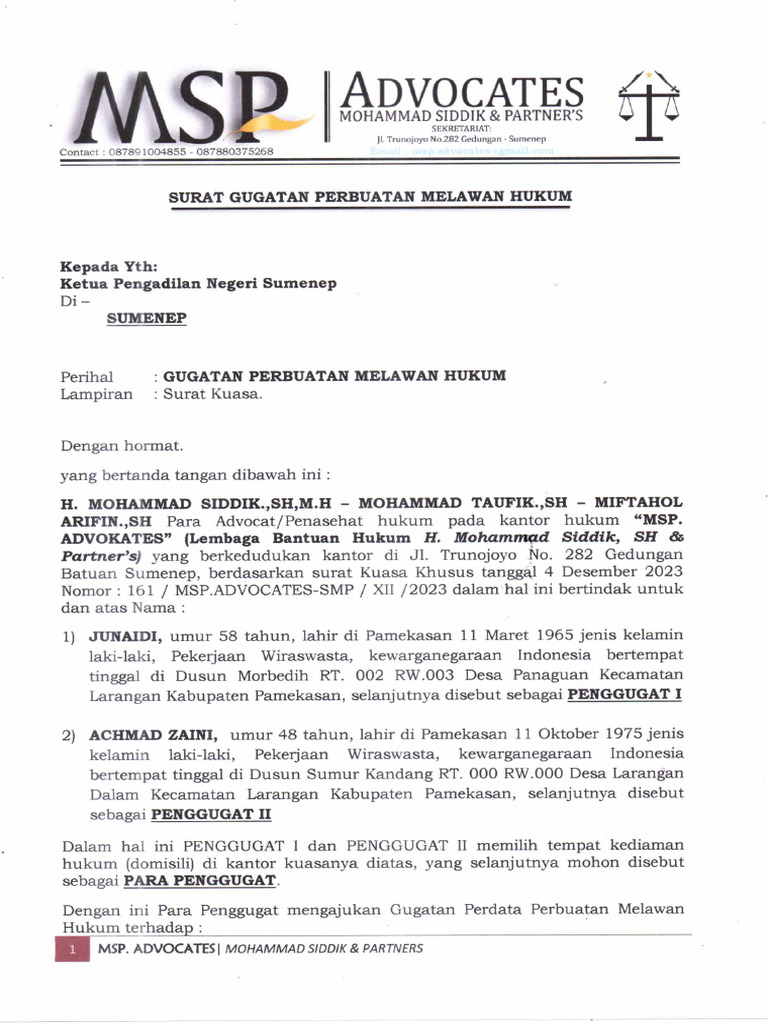 Surat Gugatan | PDF
