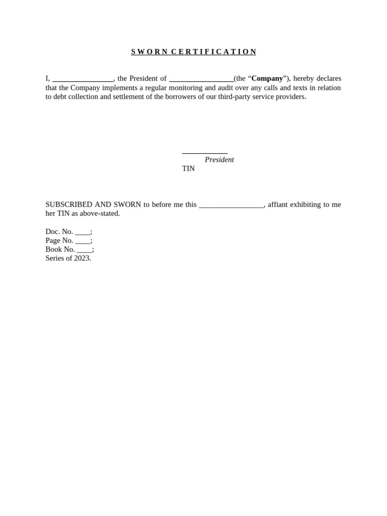 Sworn Certification (Monitoring) | PDF