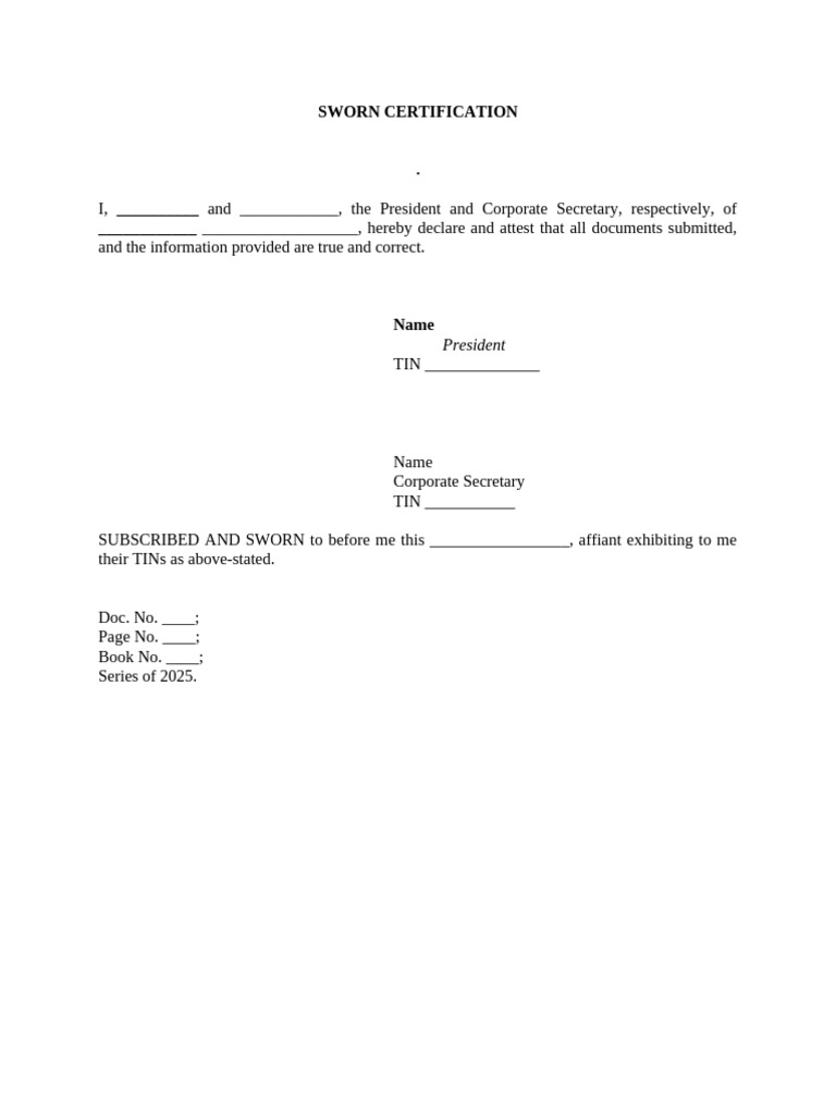 Sworn Certification (Address) | PDF