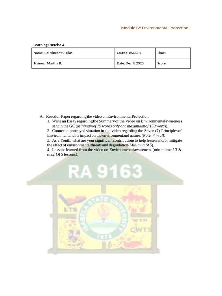 NSTP-Learning-Exercise-midterm Examination | PDF