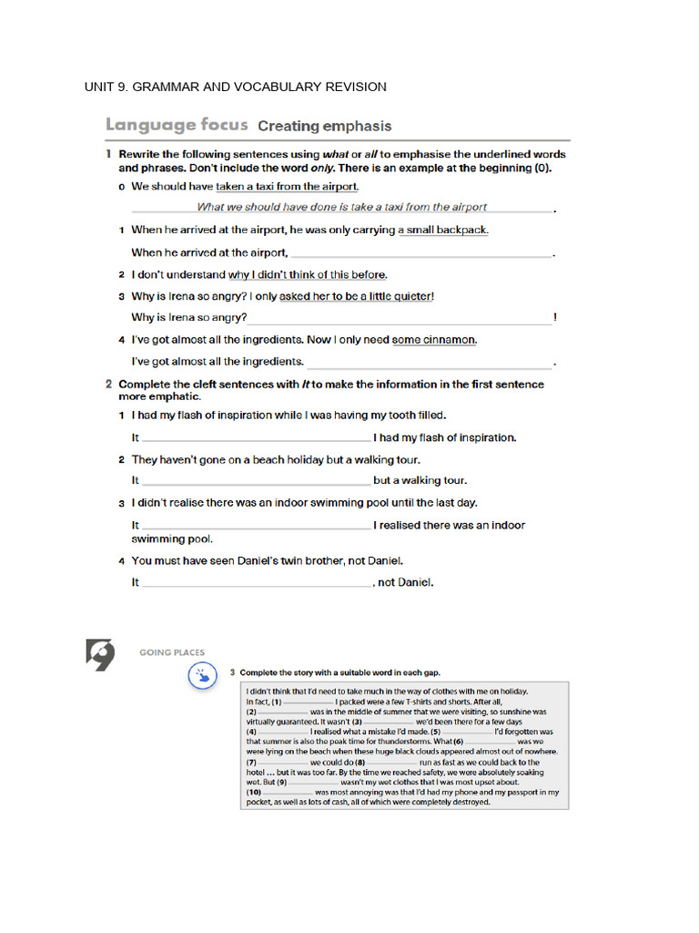 UNIT 9. Grammar and Vocabulary Revision | PDF