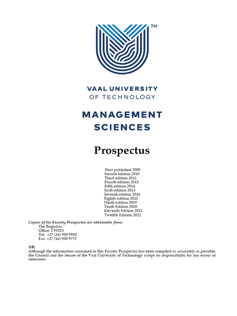 Prospectus 2022 Faculty of Management Sciences 2021 For 2022 FINAL ...