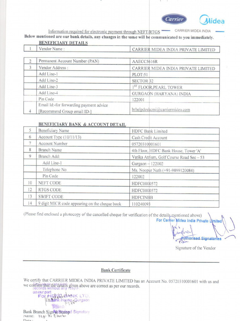 HDFC Bank Details Cmi | PDF