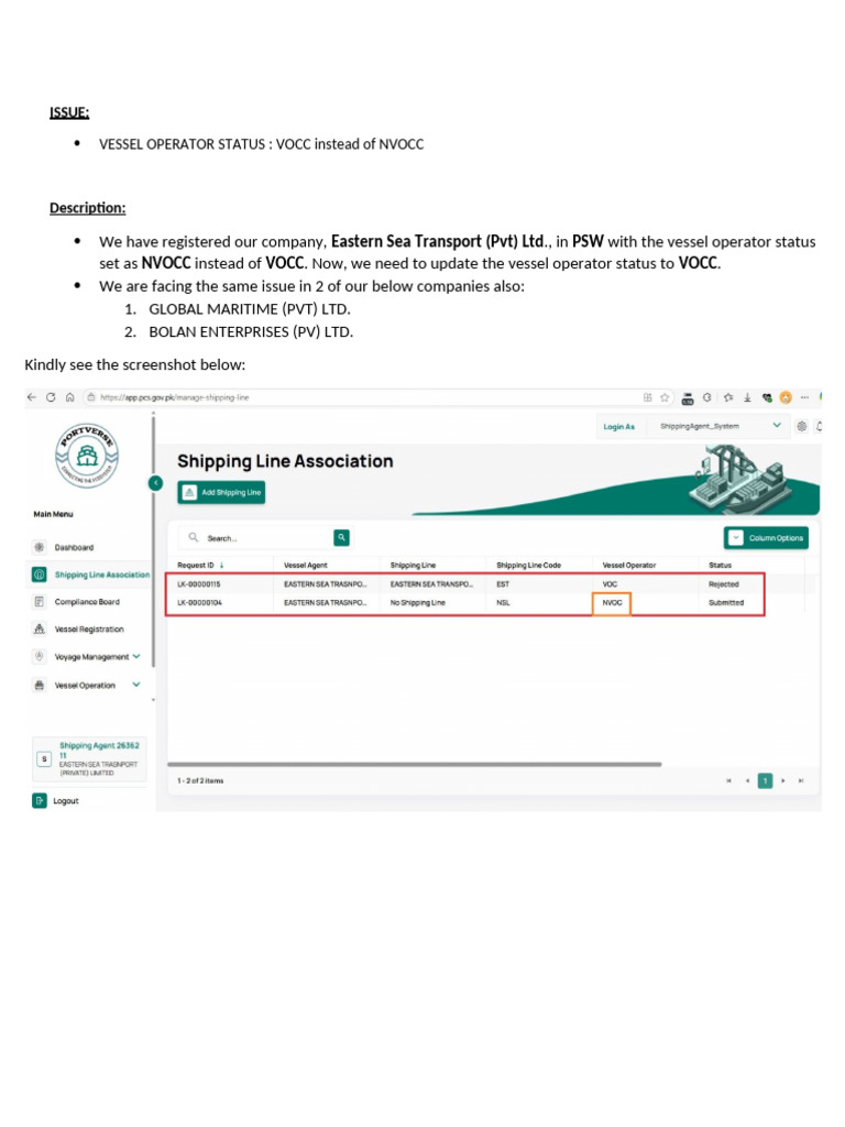 Nvocc Vocc Issue | PDF