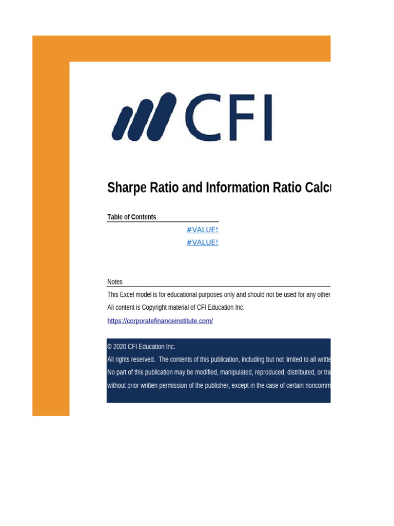 Sharpe Ratio & Information Ratio Calculators | PDF | Sharpe Ratio