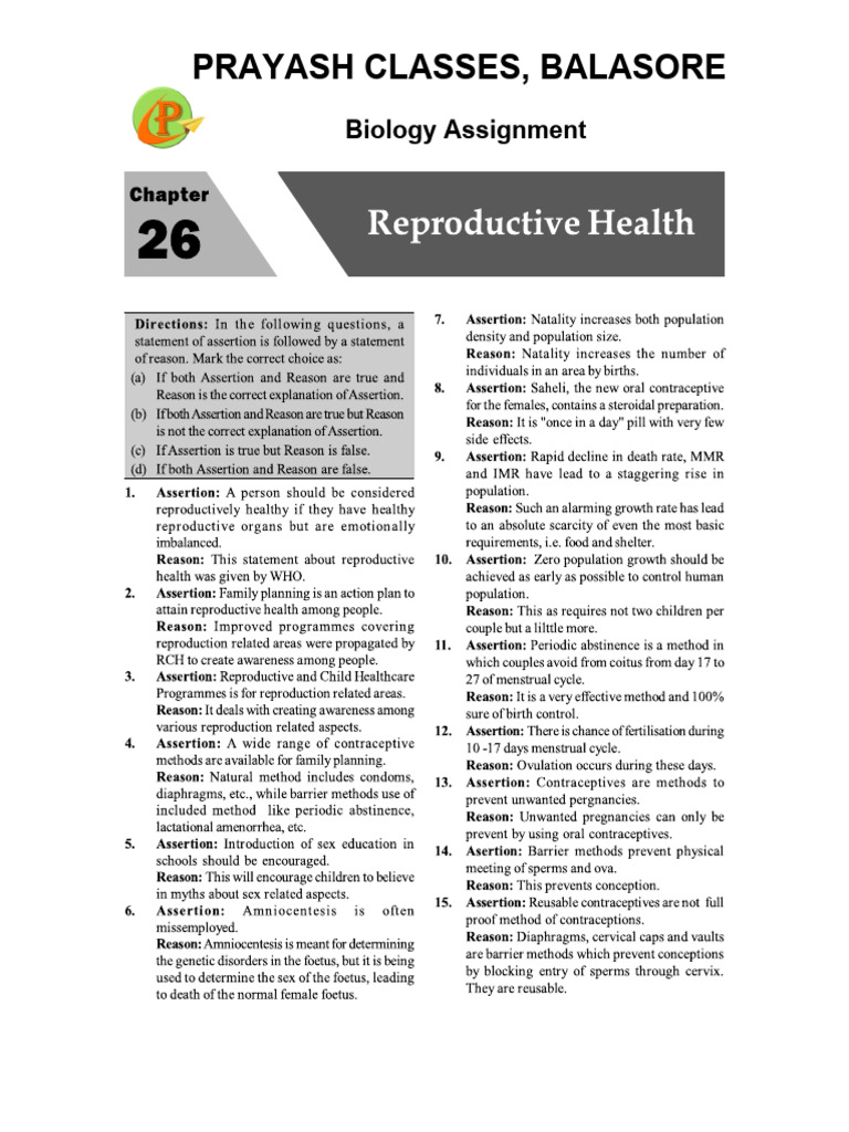 Reproductive Health-Biology Assignment | PDF