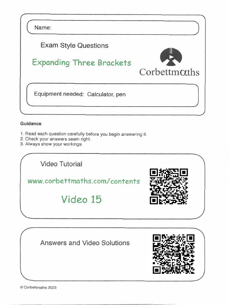 9-Algebra Expanding Three Brackets | PDF