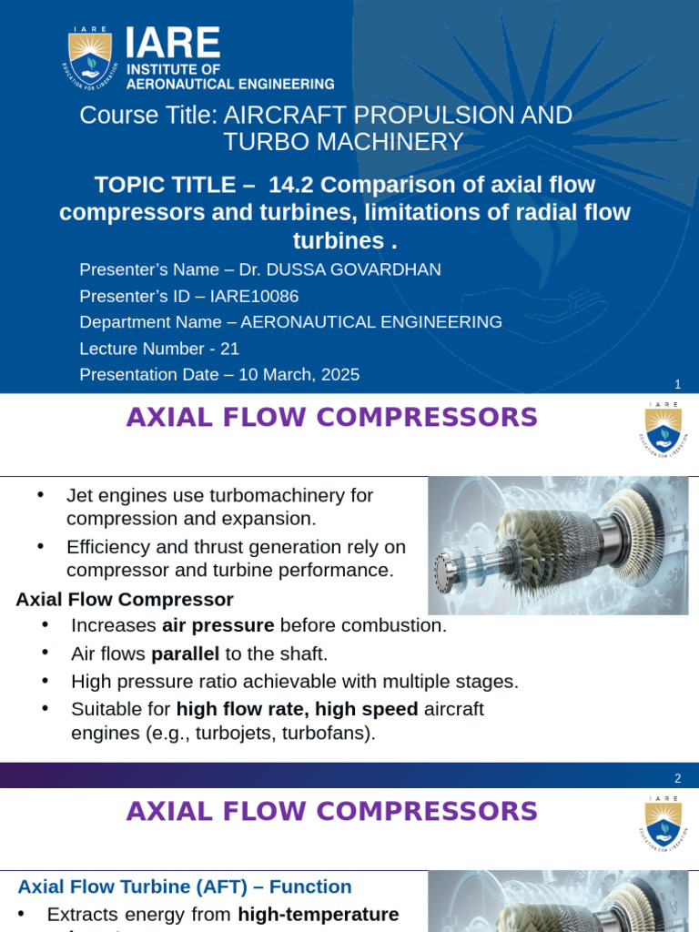 14.2 Comparison Axial Flow Compressors | PDF | Turbomachinery | Jet Engine