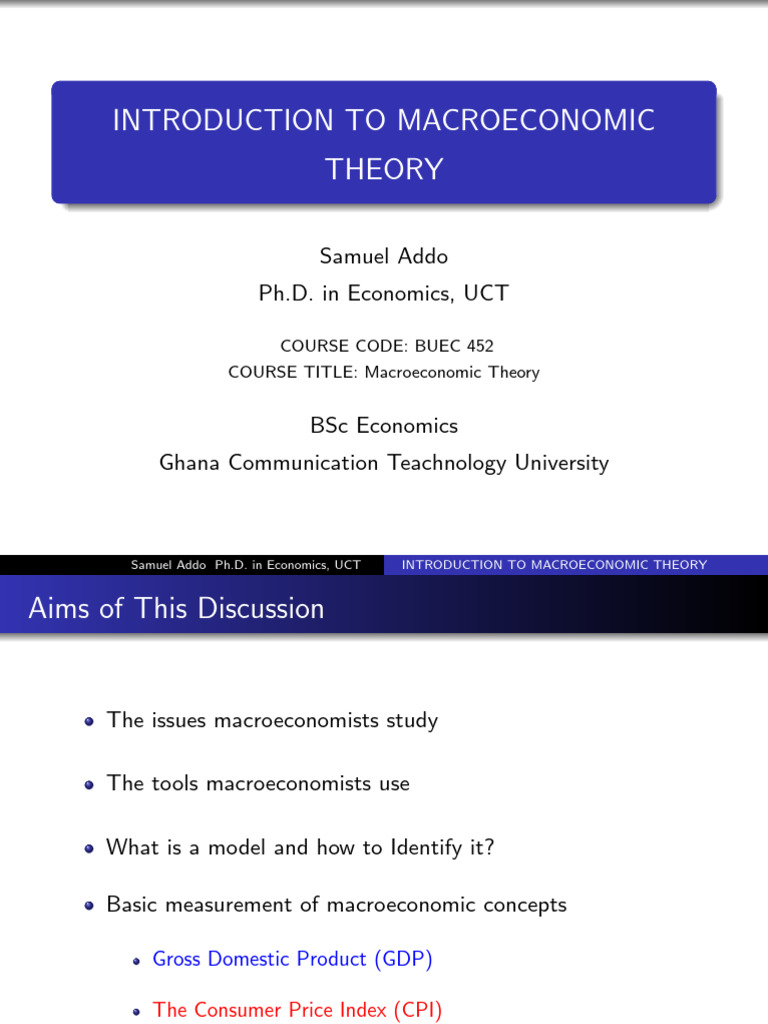 Overview of Macroeconomic Theory Concepts | PDF | Cost Of Living ...