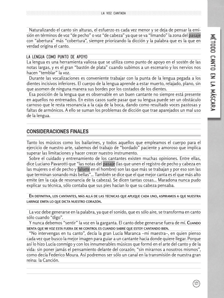 La Voz Consideraciones Falsete y Pasaje) | PDF | Canto