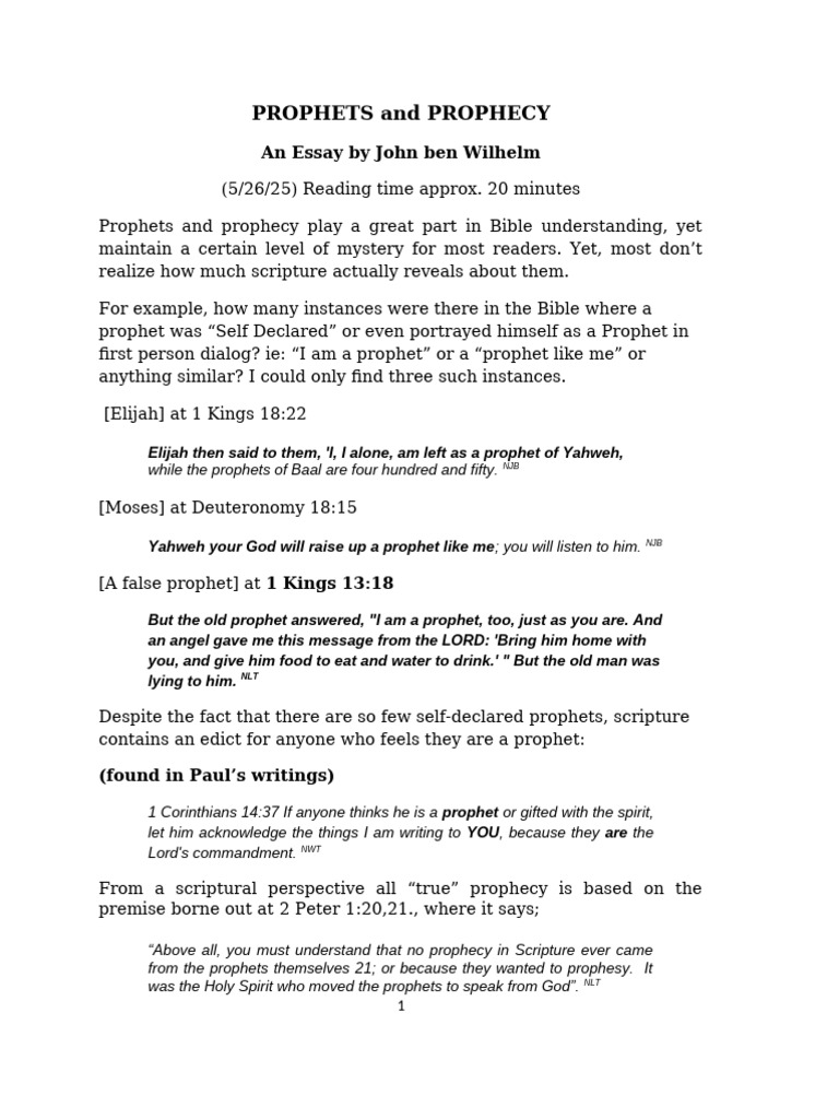 PROPHETS and Prophecy Essay | PDF | Prophecy | Prophet