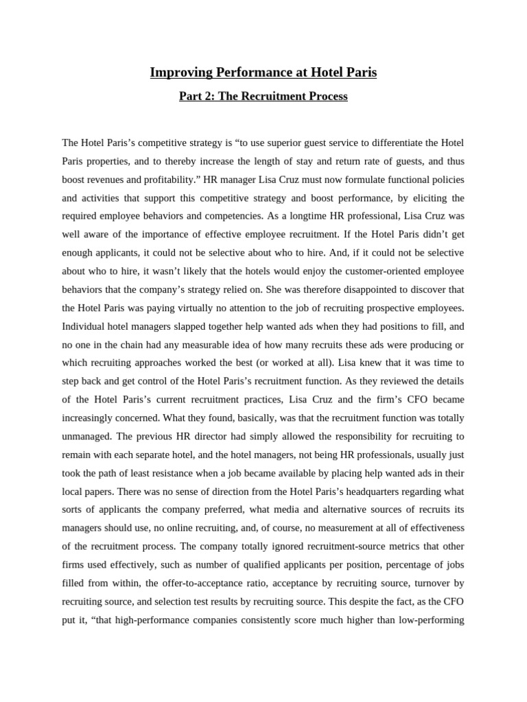 Case Discussion - Chapter 5 - Tutorial 5 | PDF | Recruitment | Employment