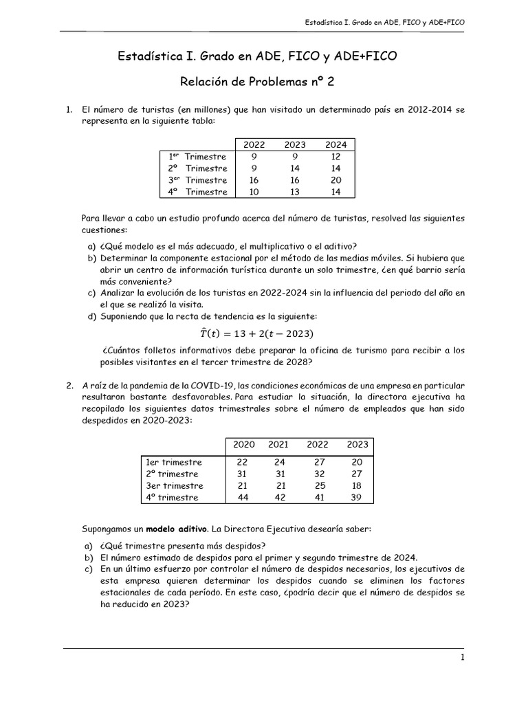 Relacion2 EstI GradoADE | PDF
