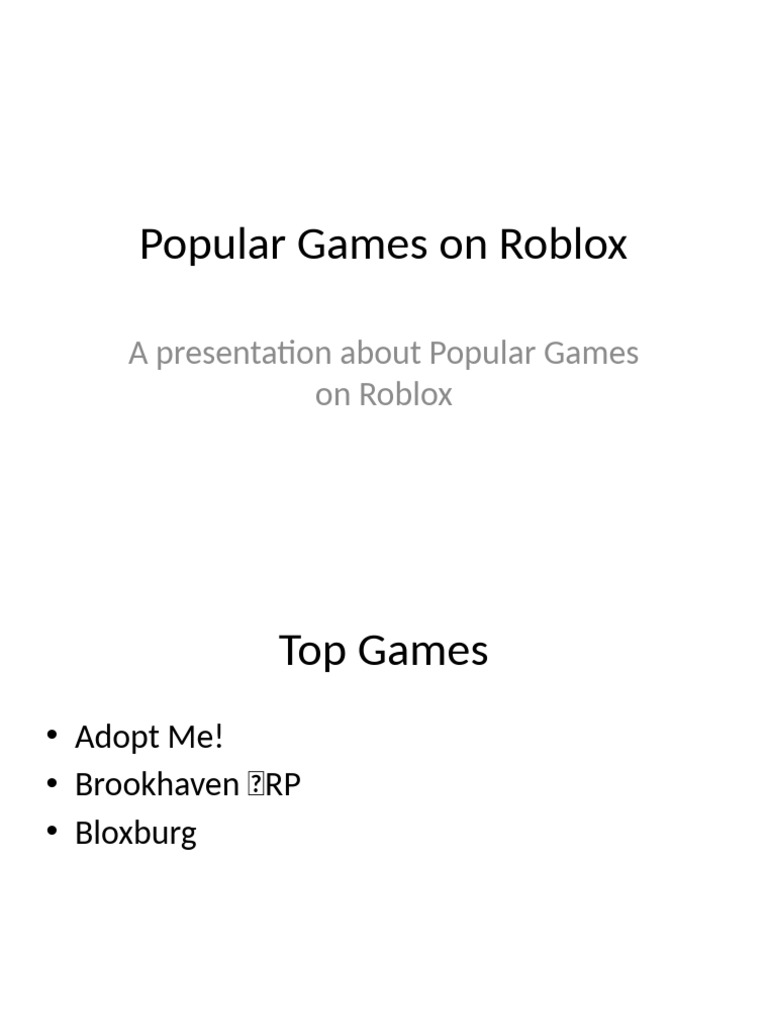 Roblox Presentation 5 | PDF
