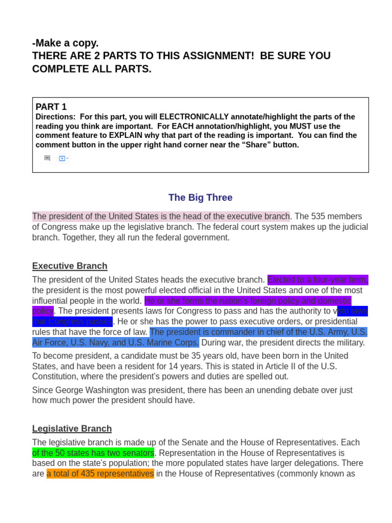 The Big Three Reading WS | PDF