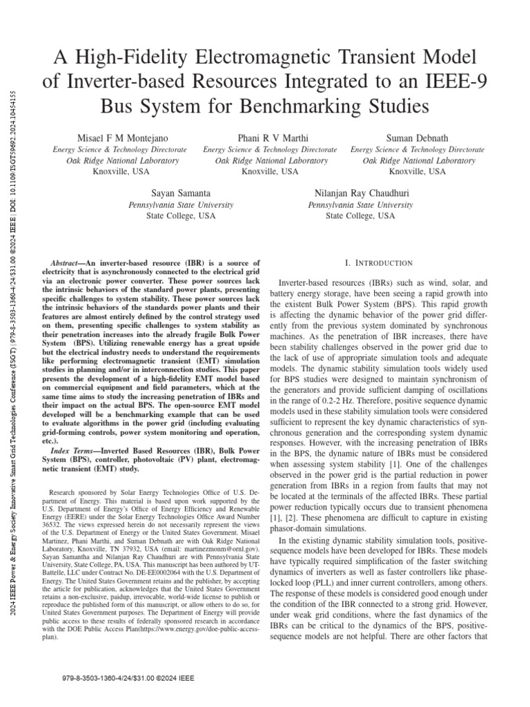 A High-Fidelity Electromagnetic Transient Model of Inverter-Based ...
