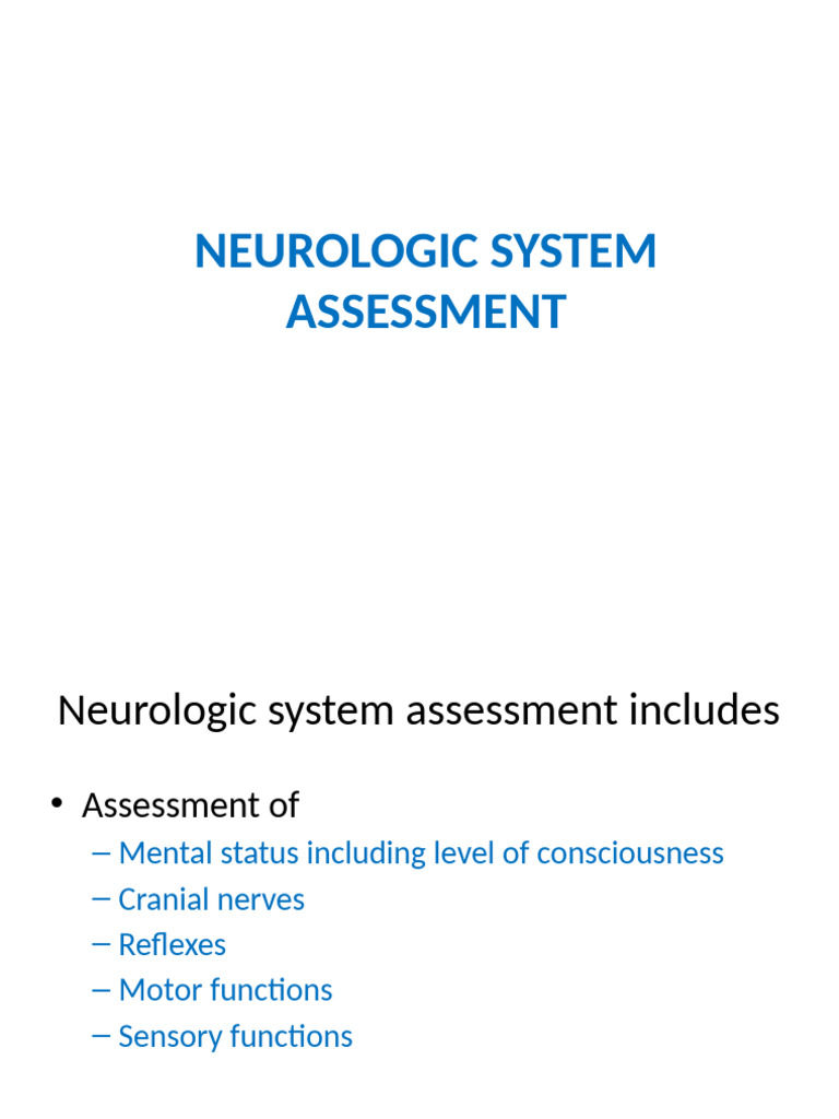 Neurologic System Assessment Guide | PDF | Human Head And Neck ...