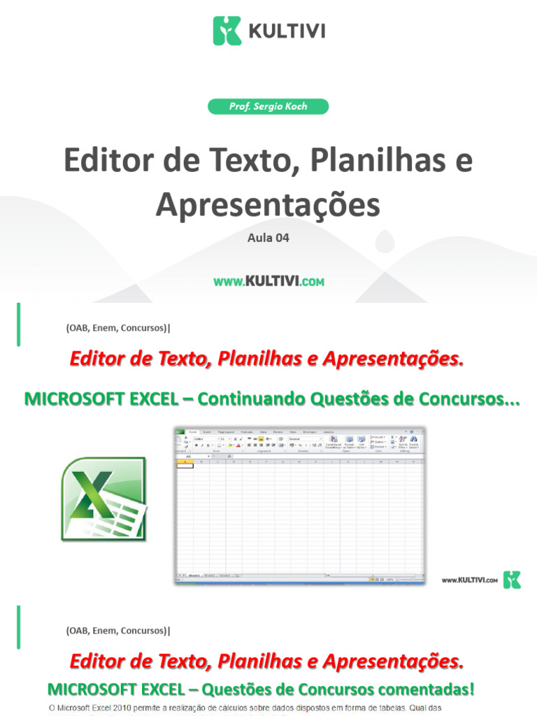 Editor de Texto, Planilhas e Apresentações IV | PDF
