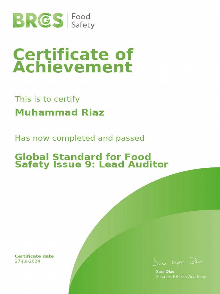Lead Auditor Course Certificate | PDF