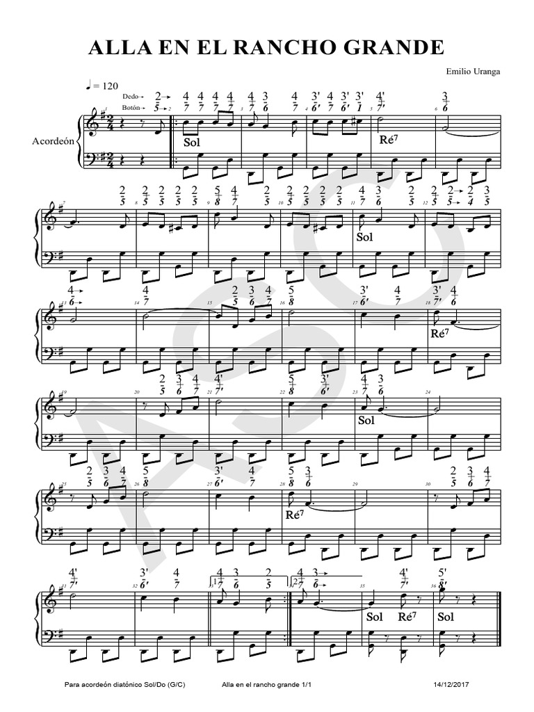 ALLA EN EL RANCHO GRANDE - Partitura Completa | PDF