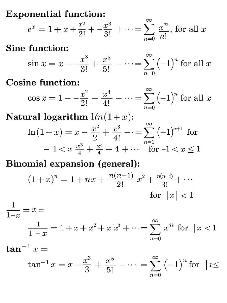 Maclaurin Taylor Series Reference | PDF