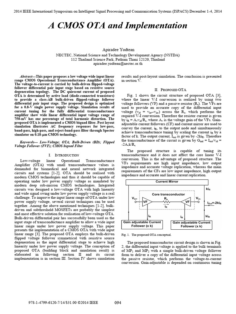 A CMOS OTA and Implementation | PDF | Amplifier | Cmos