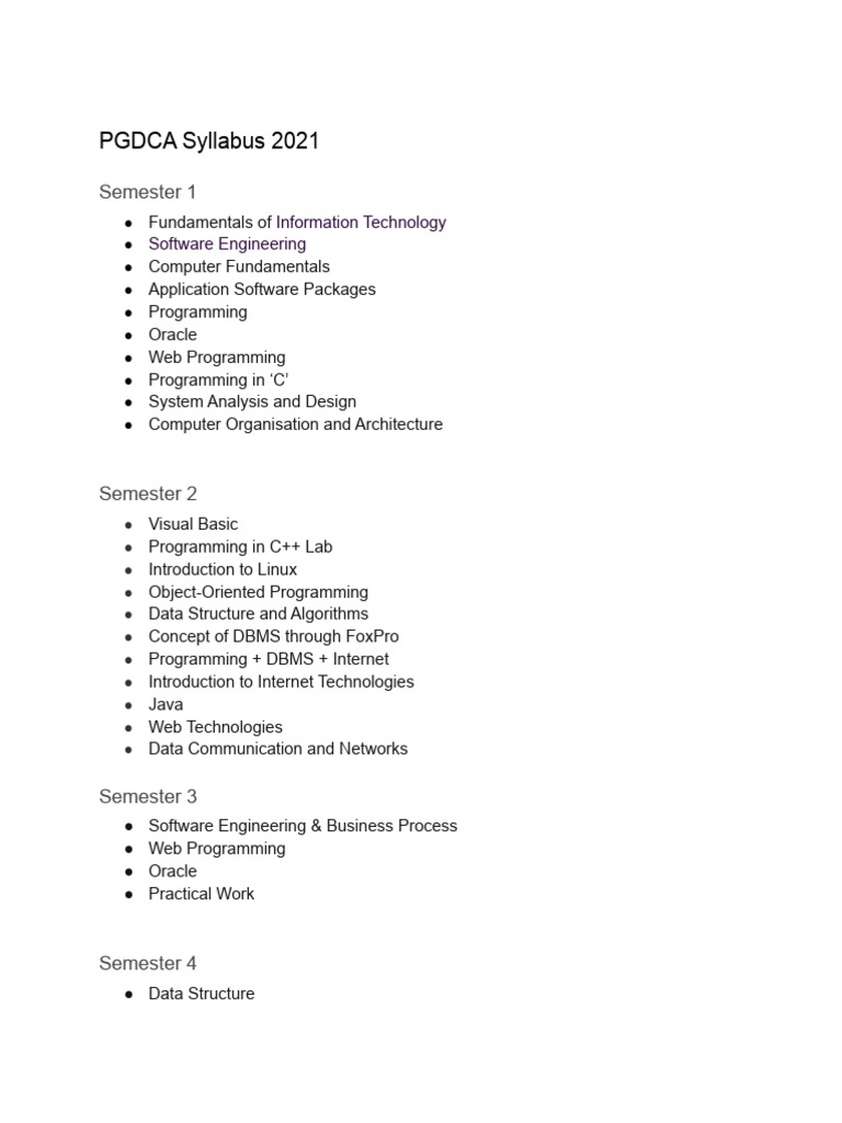 PGDCA Syllabus 2021 | PDF