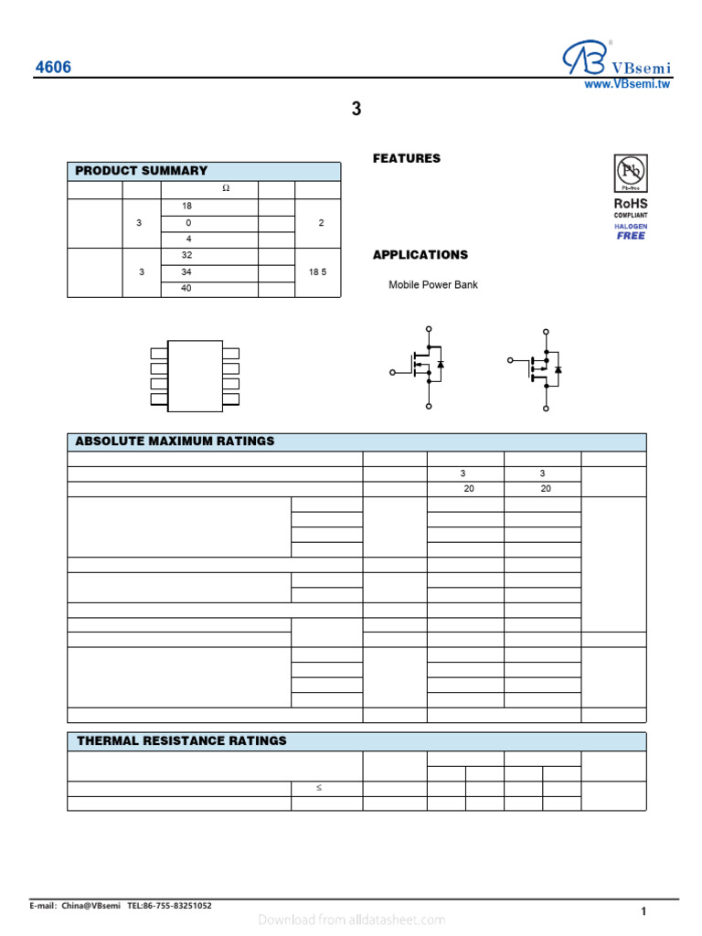 Datasheet Transistor 4606 | PDF | Field Effect Transistor | Diode
