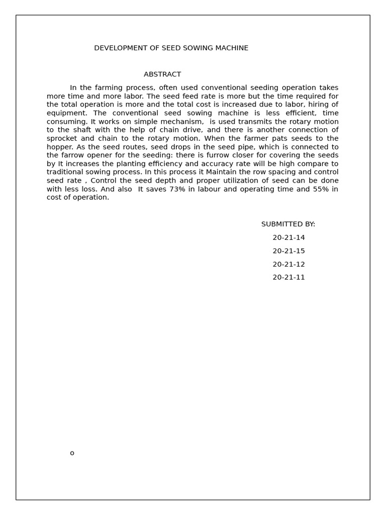 Development Of Seed Sowing Machine Pdf