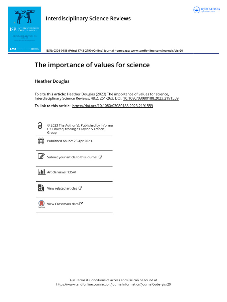 The Importance of Values For Science | PDF | Science | Knowledge