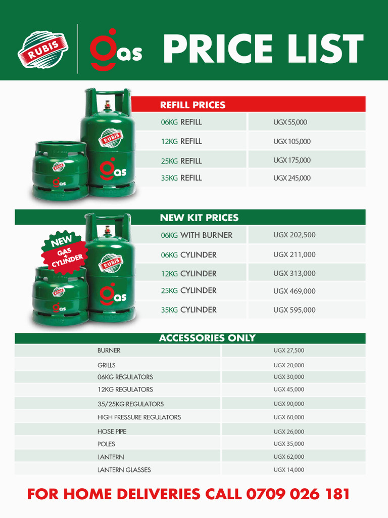 Rubis Gas Price List for 2025 | PDF