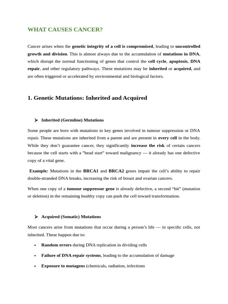 Causes of Cancer Class 12 | PDF | Carcinogen | Cancer
