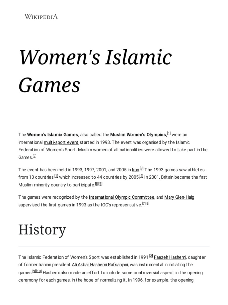 Women's Islamic Games - Wikipedia | PDF