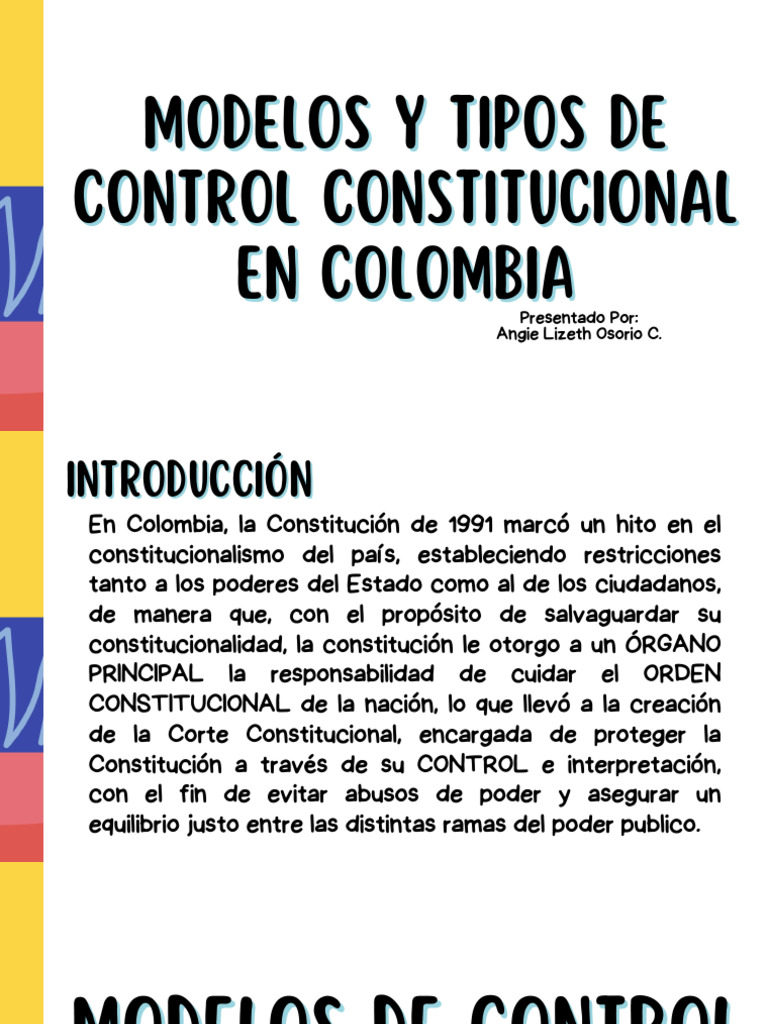Modelos y Tipos de Control Constitucional en Colombia | PDF ...