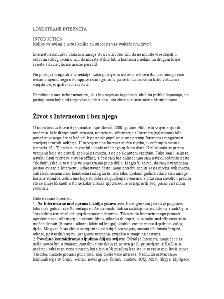Loše Strane Interneta | PDF