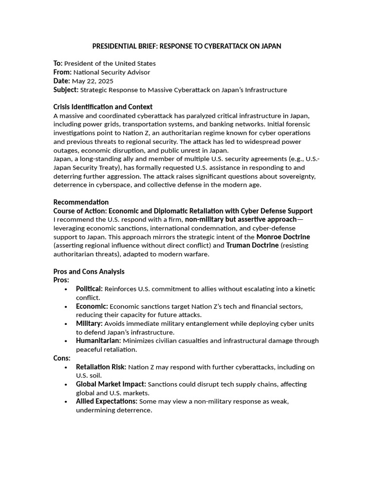 Presidential Brief Example 25 | PDF | Security | Cyberwarfare