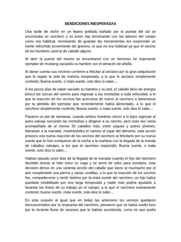 Bendiciones Inesperadas | PDF | Suerte