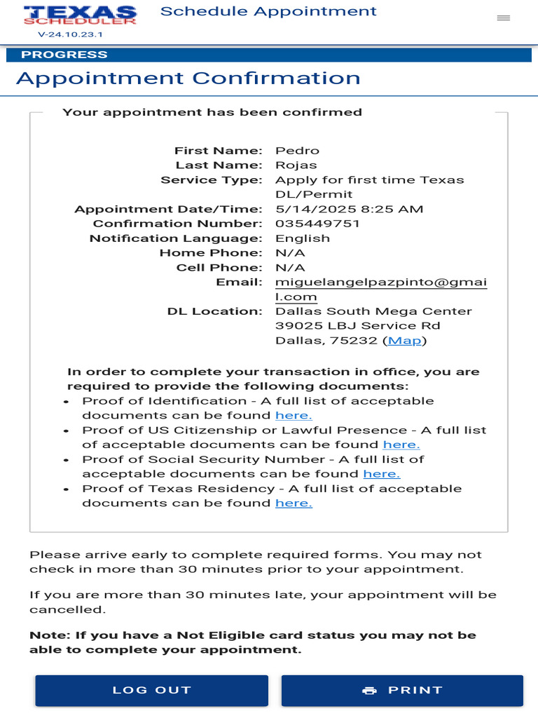 Texas DPS - Schedule Appointment 39 | PDF