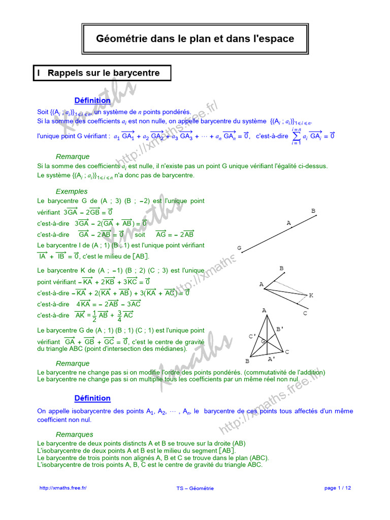 Barycentre et Isobarycentre en Géométrie | PDF | Concepts mathématiques ...