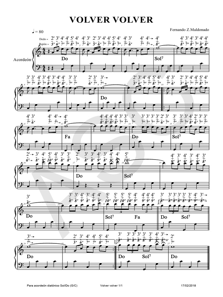 VOLVER VOLVER-DO - Partitura Completa | PDF