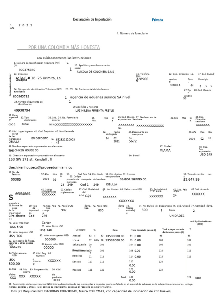 Formulario 500 2021 Completo | PDF | aduana | Compartir (Finanzas)