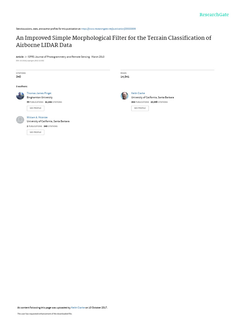 SL501 Pingel Etal 2013 LIDAR Data | PDF | Lidar