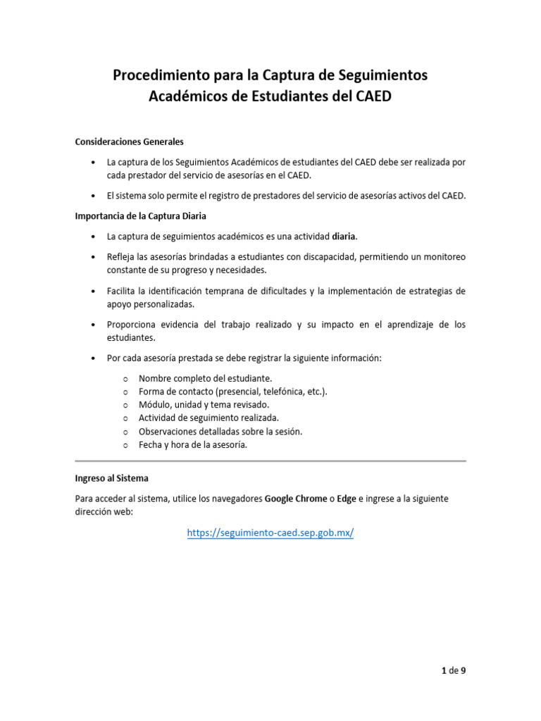 Procedimiento para La Captura de Seguimientos Académicos de Estudiantes ...