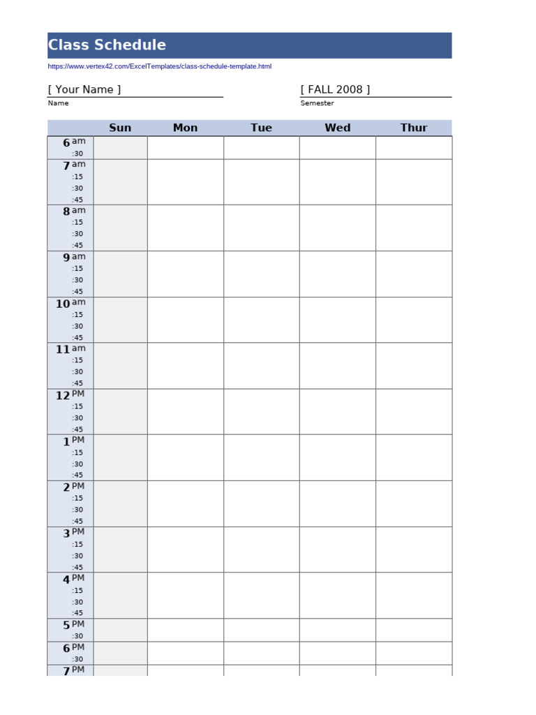 Class Schedule Template | PDF