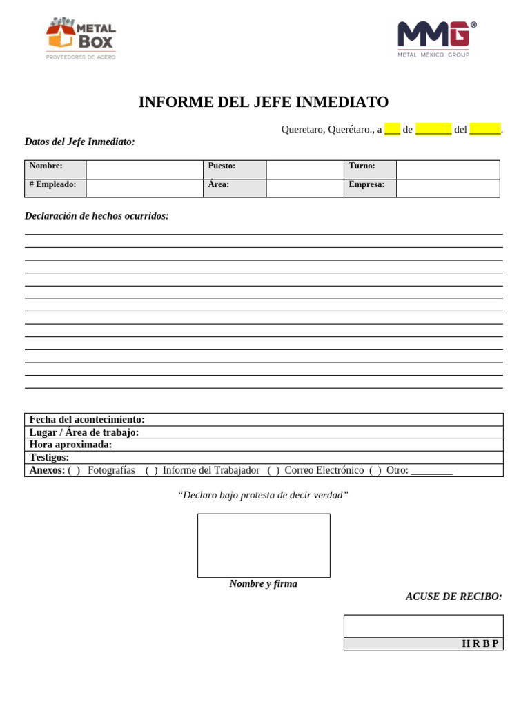 Formato Informe Jefe Inmediato | PDF