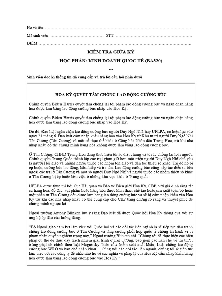 Ba320 - Kinh Doanh Quoc Te - KTGK | PDF