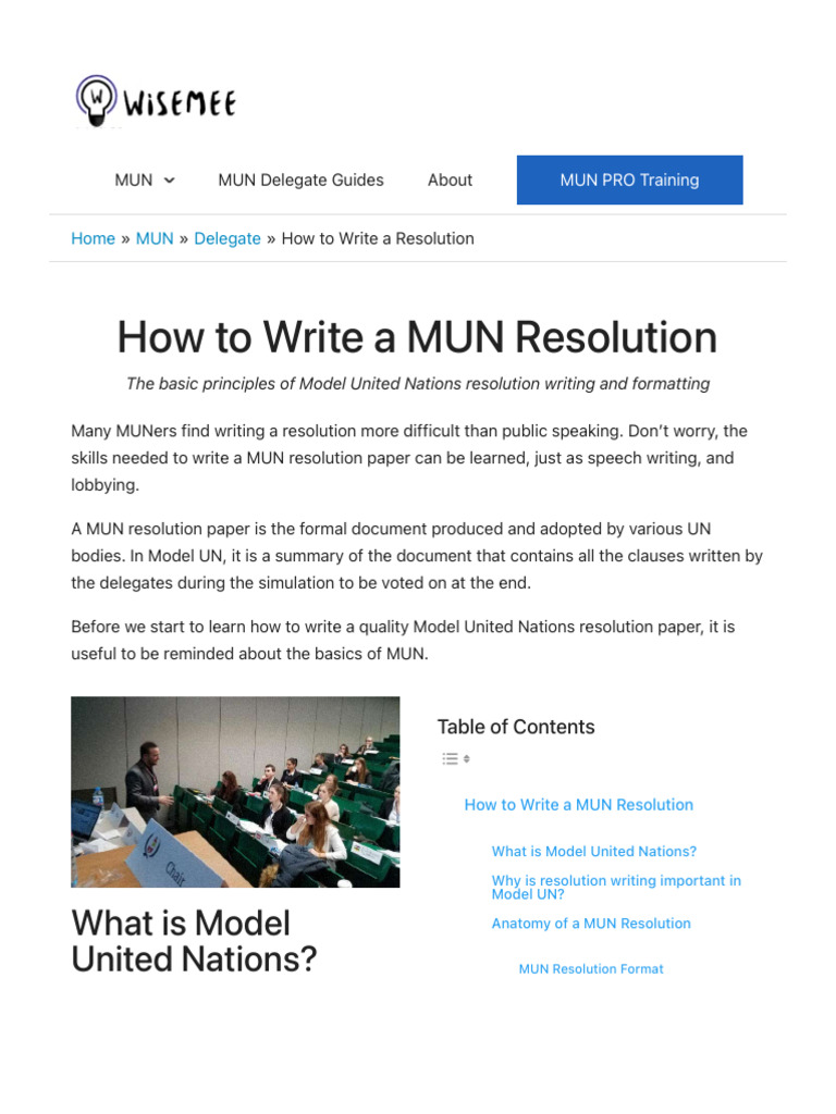 How To Write A MUN Resolution | PDF | Committee