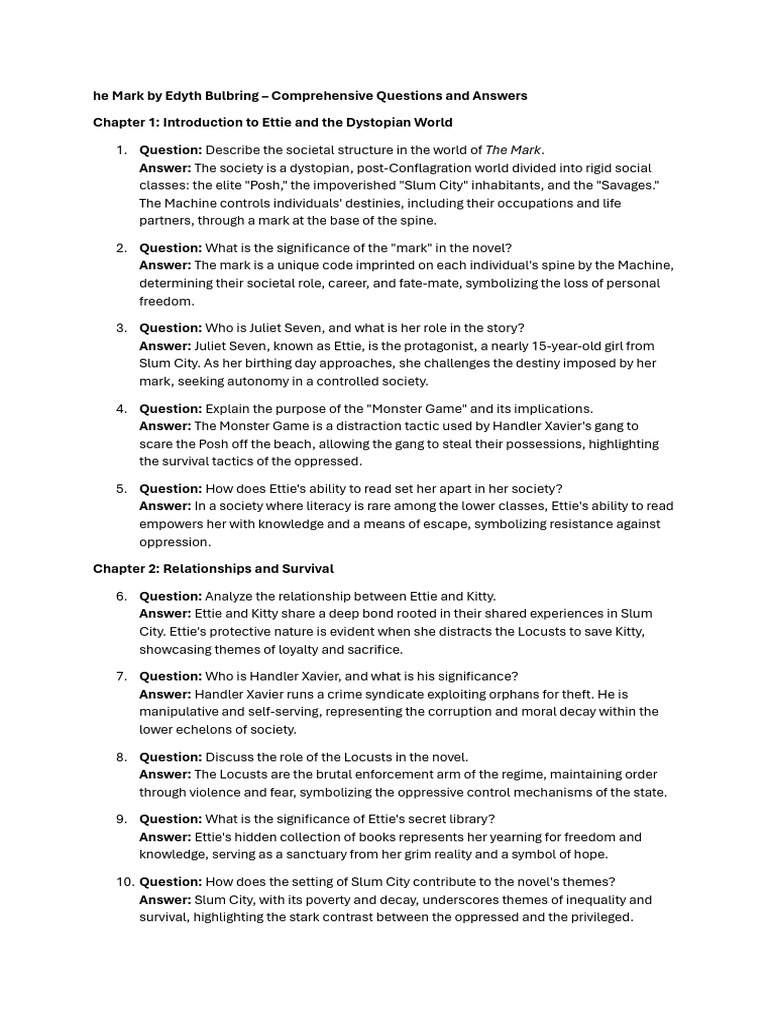 The Mark: Study Guide & Analysis | PDF | Fear | Knowledge