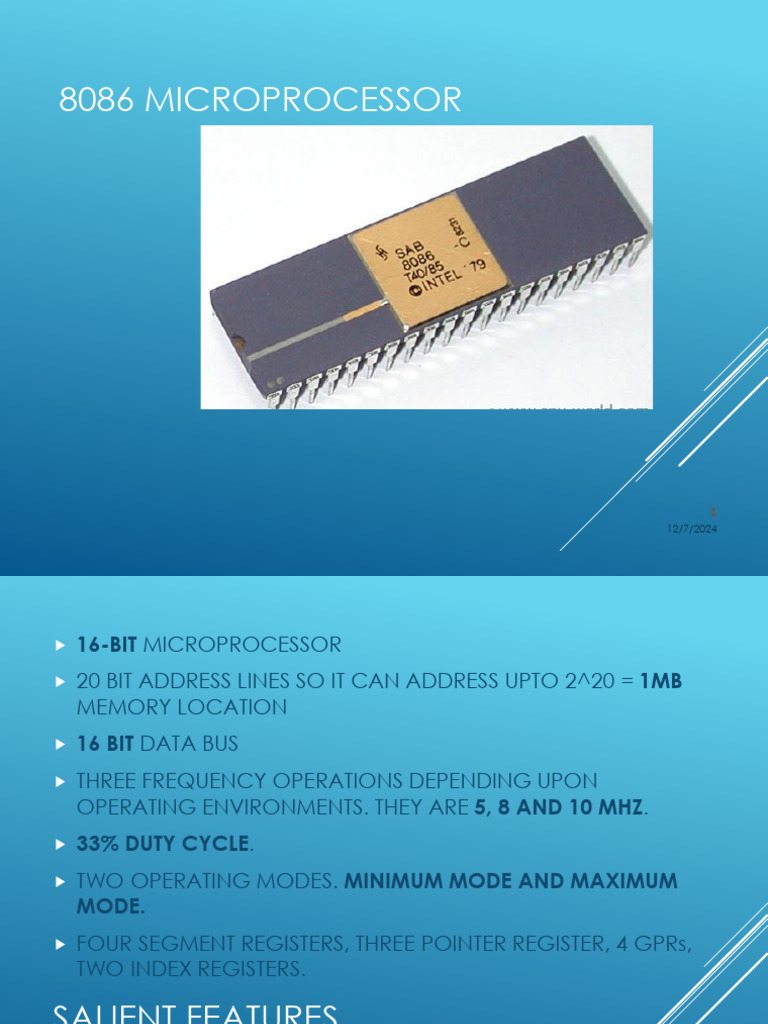 12-Introduction To 8086 Microprocessor-09-09-2024 | PDF | Input/Output | Computing