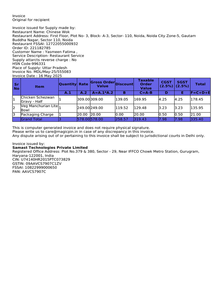 Order Invoice 221180361 | PDF